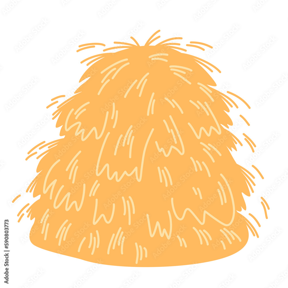 Haystack. Dry grass, farm fodder bundles. Bale of hay Dried haystack ...