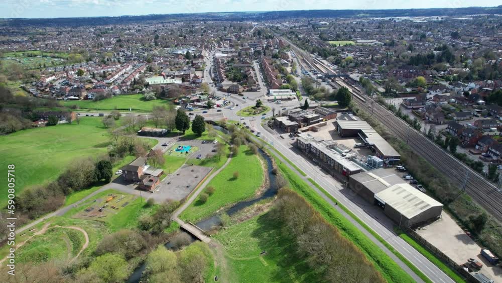 Aerial Footage of Northern Luton City of England During Sunset and ...