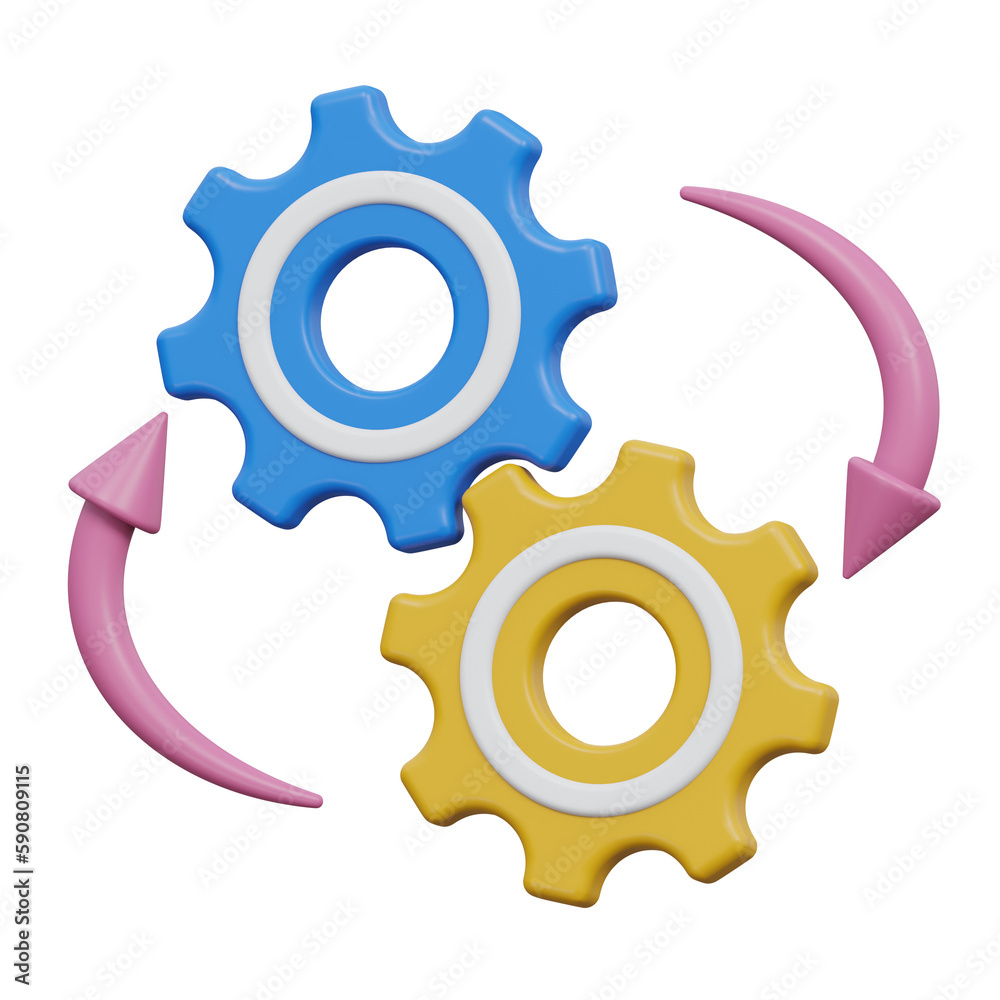 work process 3d rendering icon illustration, transparent background ...