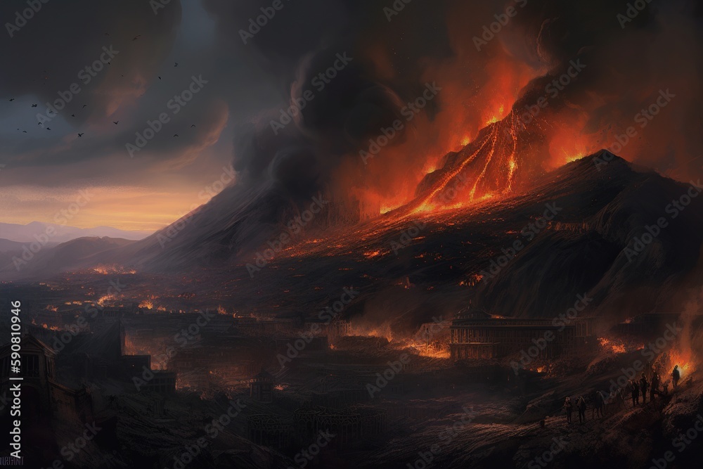 Haunting digital illustration of the Great Fire of Rome, set by Emperor ...