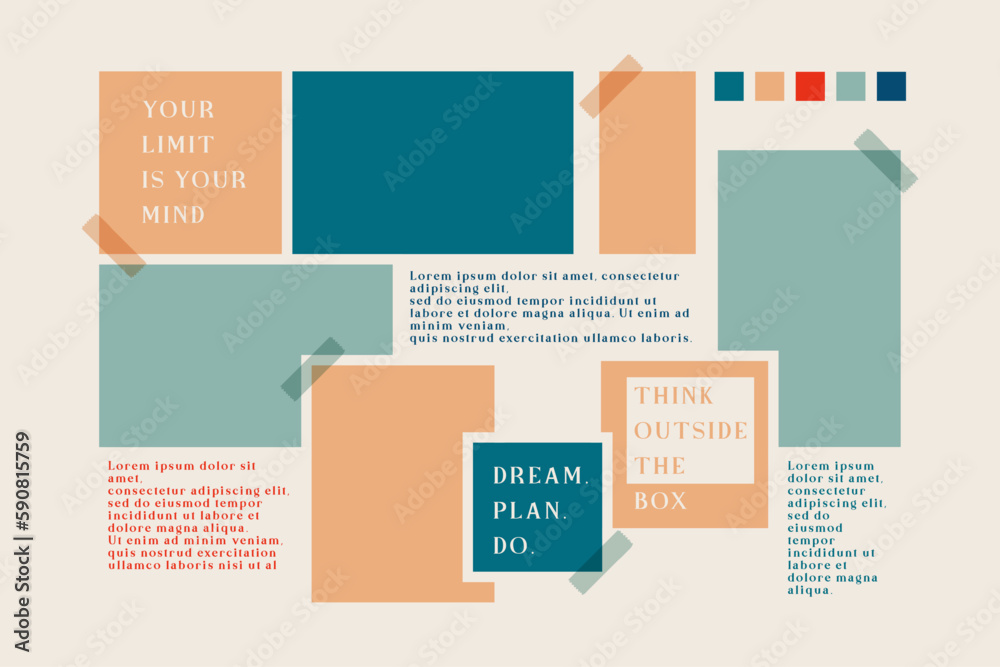 Vector photo collage template moodboard pictures grids vector ...