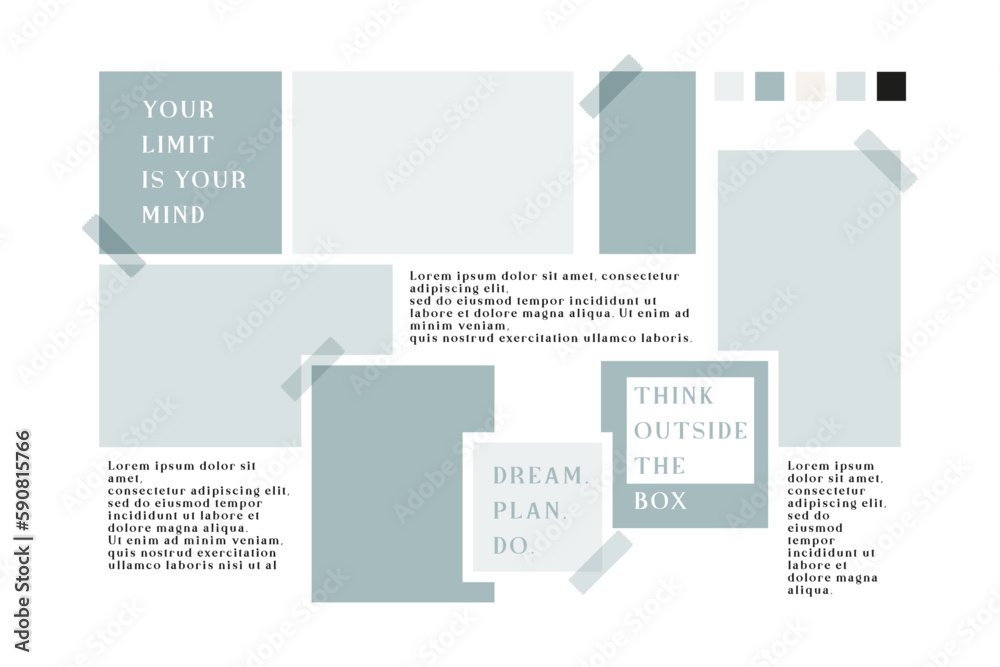 Vector photo collage template moodboard pictures grids vector ...