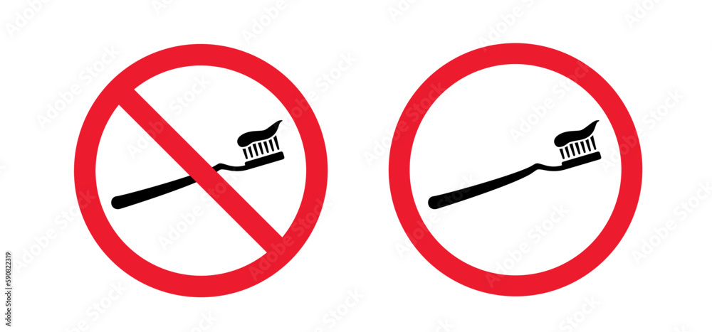 Please do not wash your teeth. Prohibited tooth and toothbrush icon ...