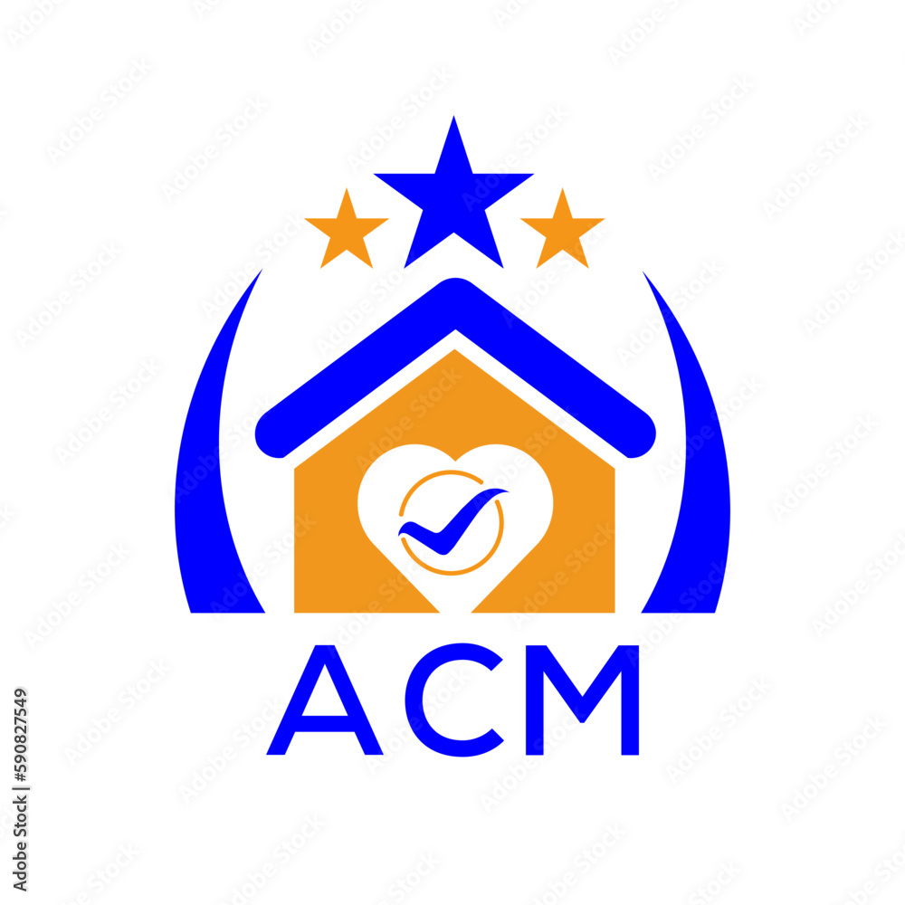 ACM House logo. KJG Letter logo and icon. Blue vector image on white ...