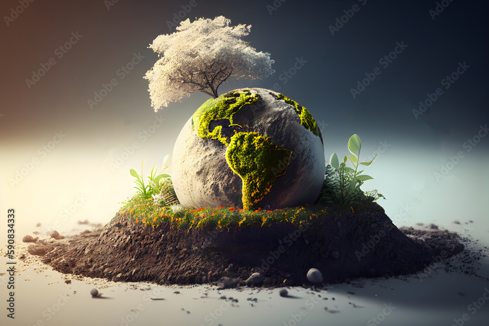 Ai generated. Conceptual image of planet Earth. Ecology concept. Earth ...