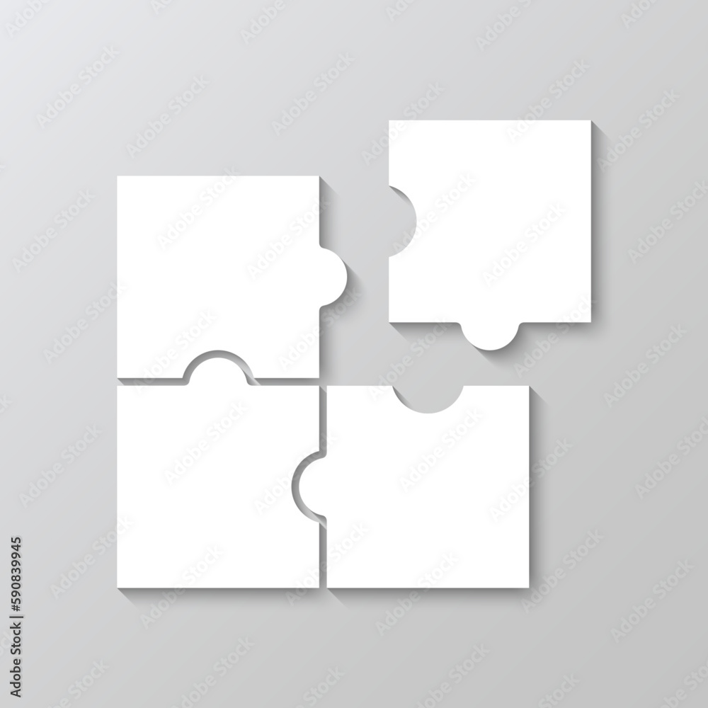 Layout of jigsaw pieces and thinking mosaic game. 4 puzzle game grid ...