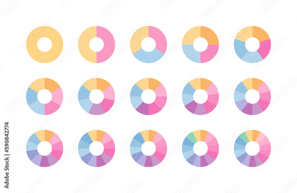 Ring colored segments template. Circular structure chart divided into ...