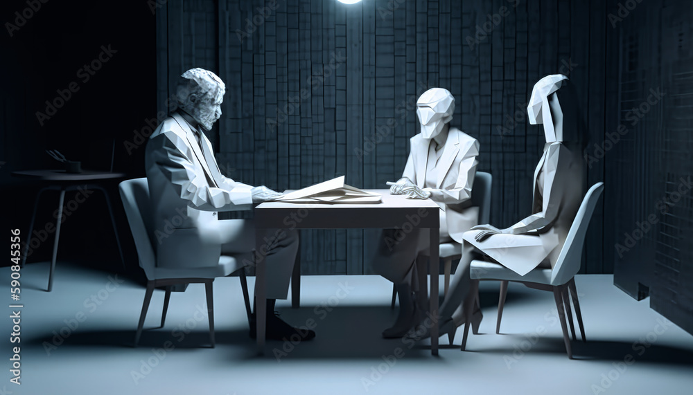 paper craft art style of an job interview ilustração do Stock | Adobe Stock