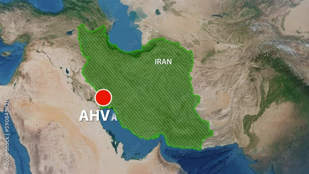 Designation of the borders of Iran on the map and the mark of the ...