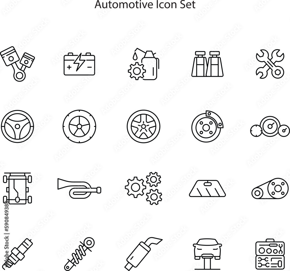 Car Service icon set. automotive icon set on white background. Car Wash ...