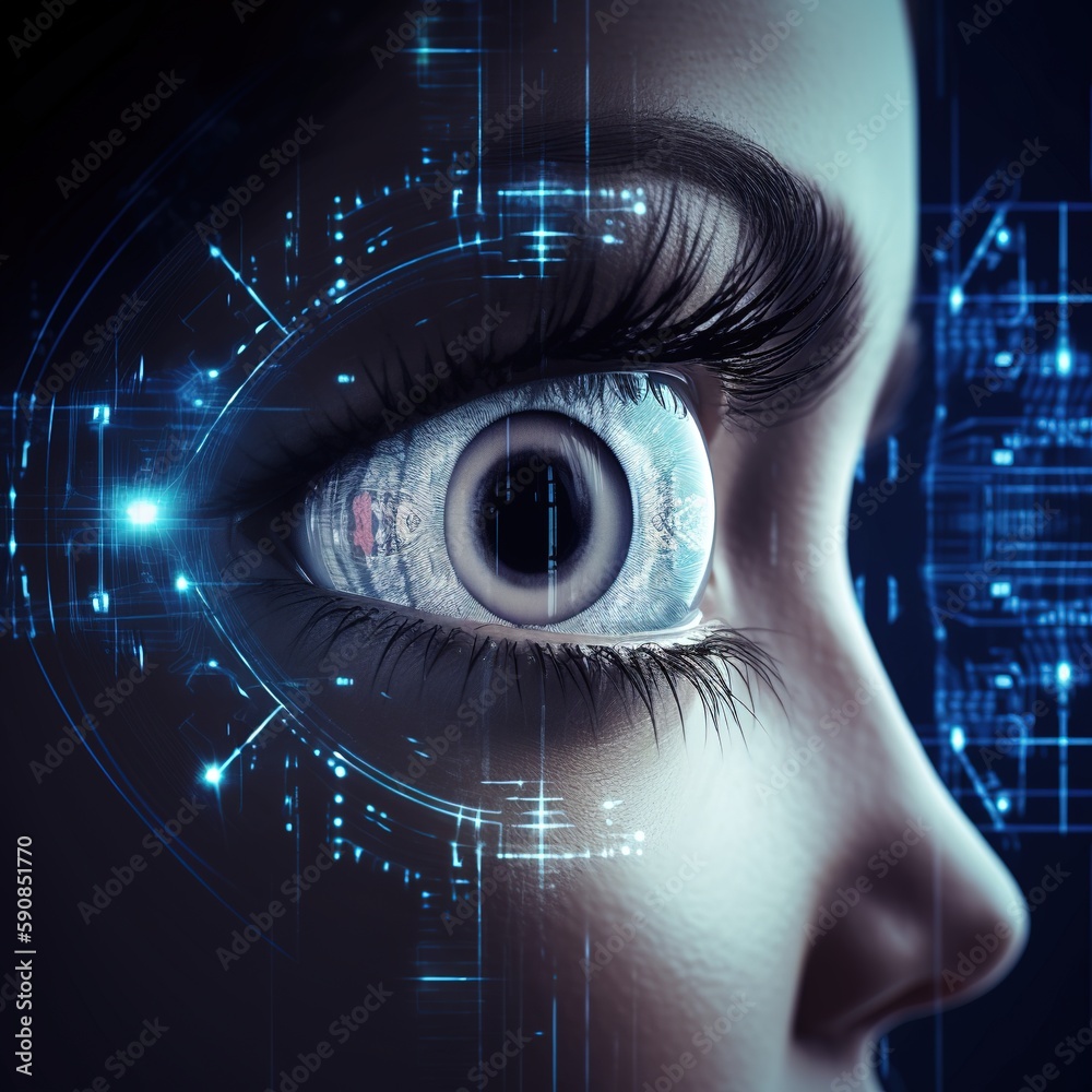 Human eye and high-tech concept, screening big tradingview and digital ...