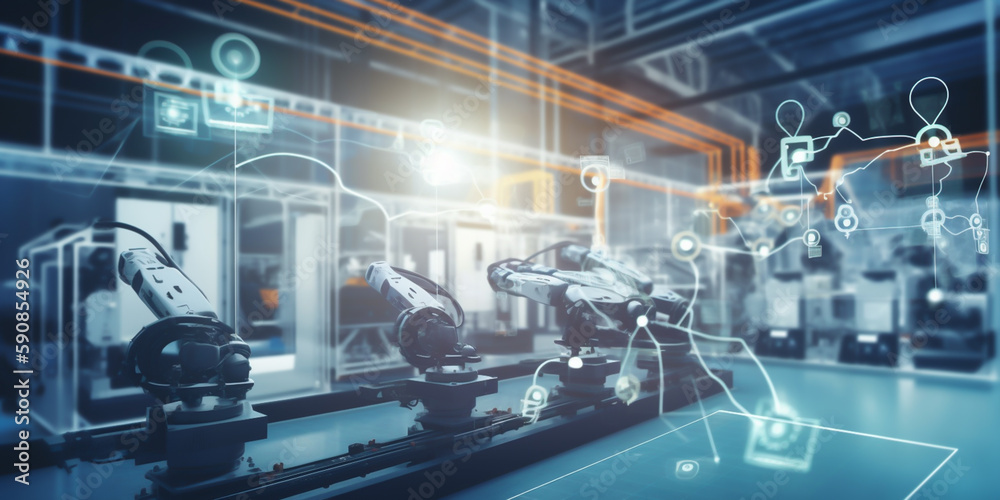 A network of machines, representing the integration of Artificial ...