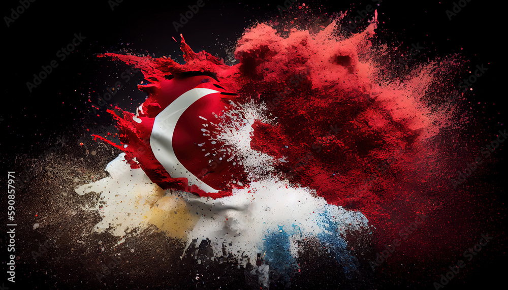 Turkey Country Flag Colors of Powder Sand Dust Splash and Explosio on ...