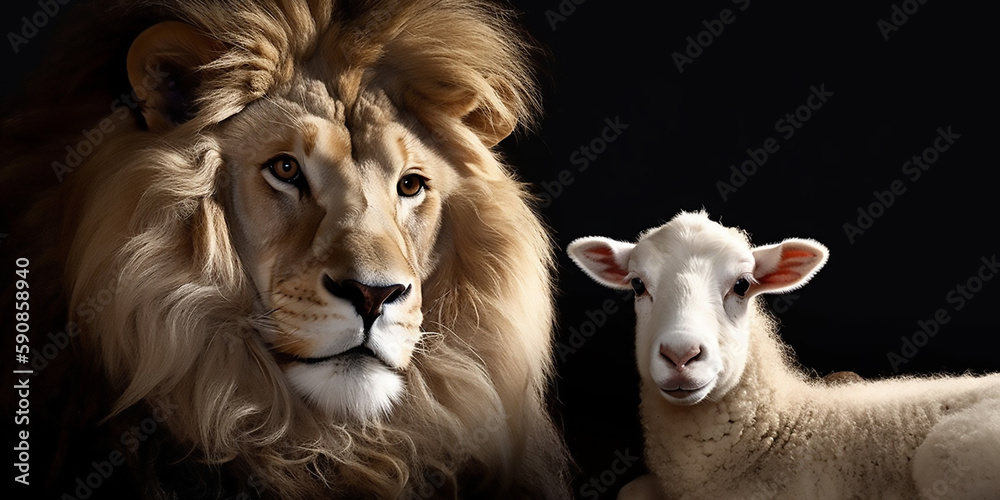 Together in Unity: The Lion and the Lamb ilustração do Stock | Adobe Stock