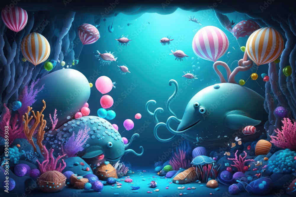 Fiesta bajo el mar, fiesta inspiración, fondo del mar, evento océano ...