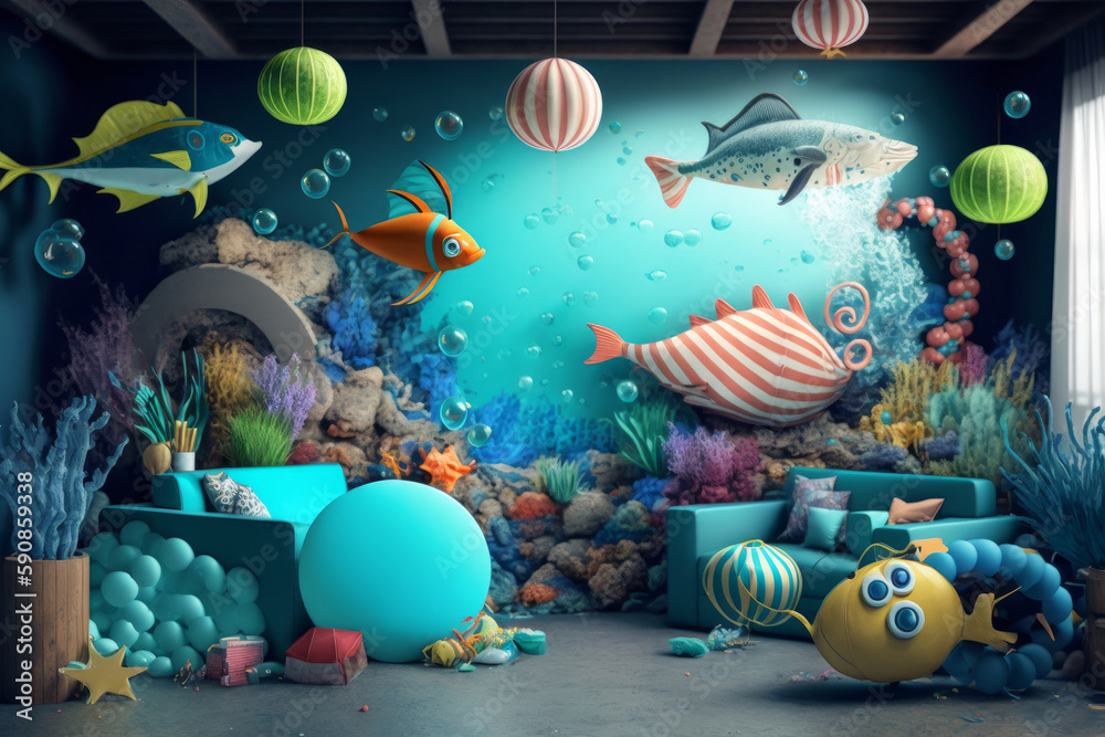 Fiesta bajo el mar, fiesta inspiración, fondo del mar, evento océano ...