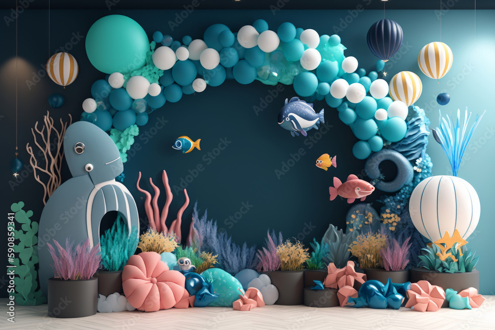 Fiesta bajo el mar, fiesta inspiración, fondo del mar, evento océano ...