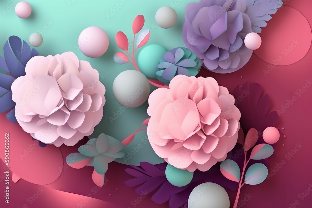 fondo flores aesthetic rosas y azules, creado con IA generativa Stock ...