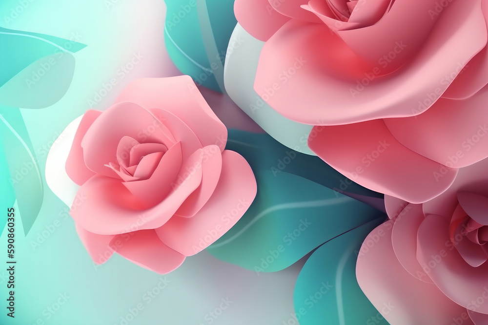 fondo flores aesthetic rosas y azules, creado con IA generativa Stock ...
