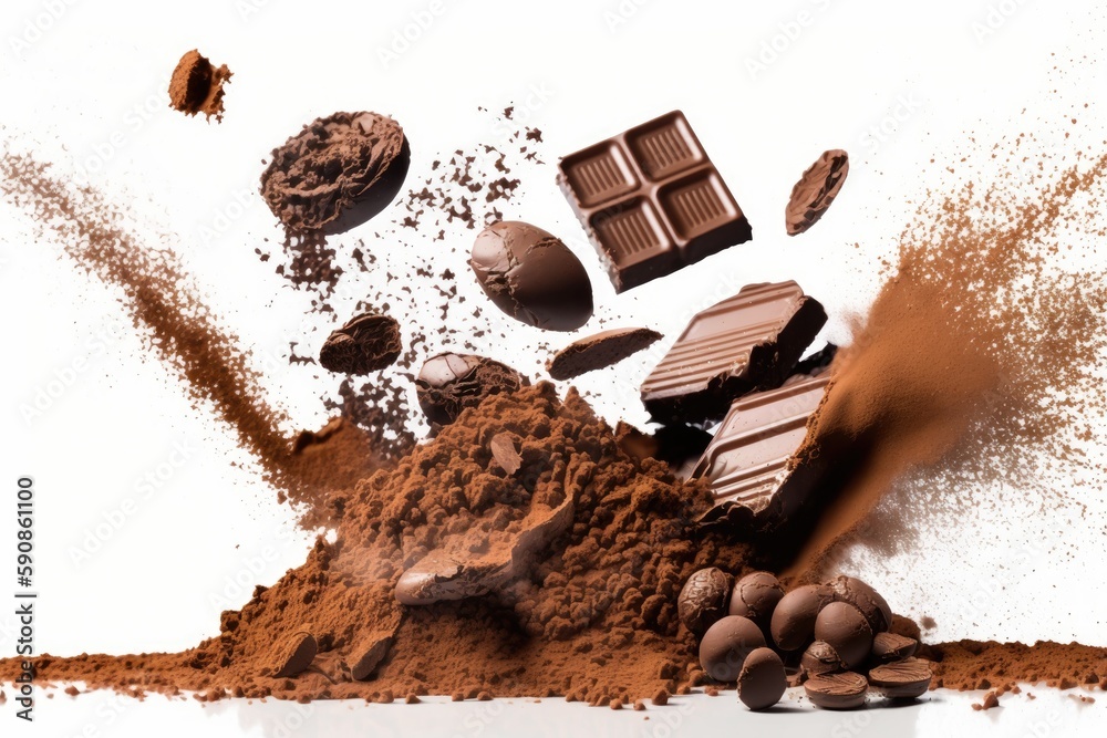 mound of soil with chunks of chocolate spilling out of it. Generative ...