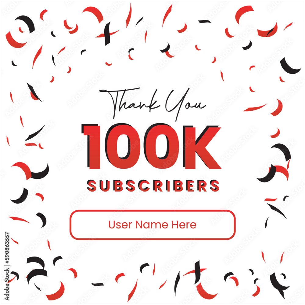 thank you 100k subscribers social media post banner template design ...