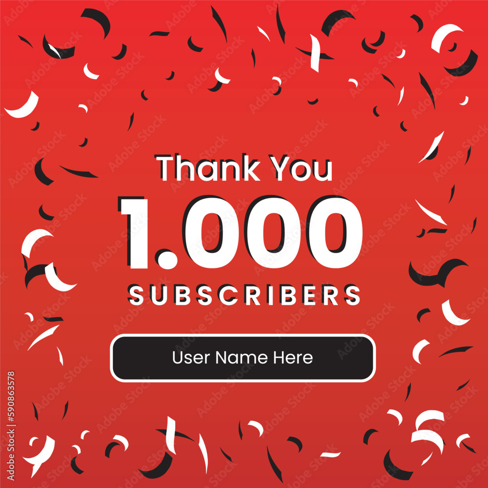 thank you 1000 subscribers social media post banner template design ...