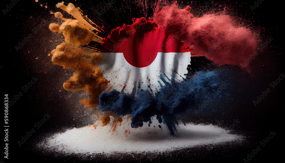 Japan Country Flag Colors of Powder Sand Dust Splash and Explosion on ...