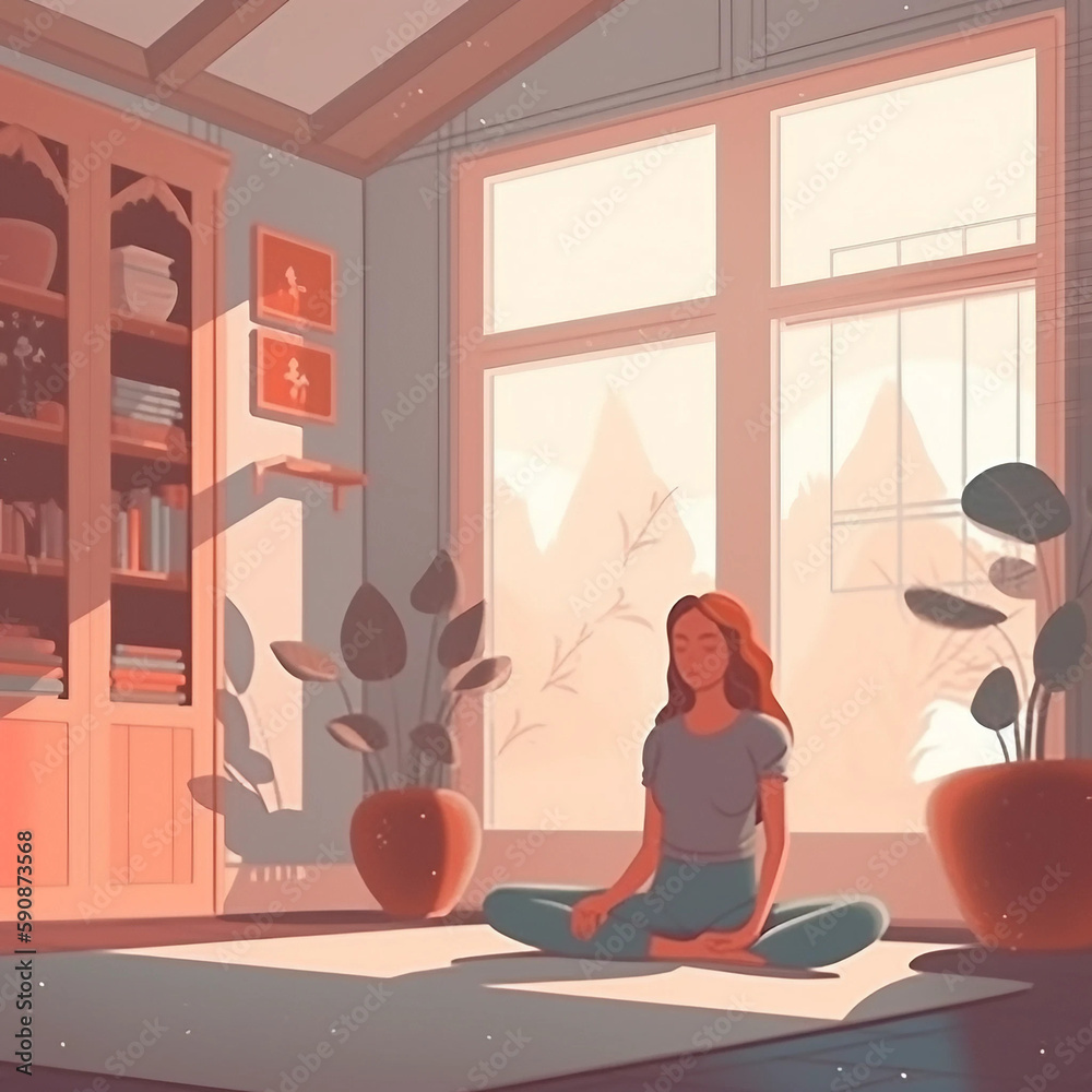 woman relaxing in an interior room, in the style of ethereal ...