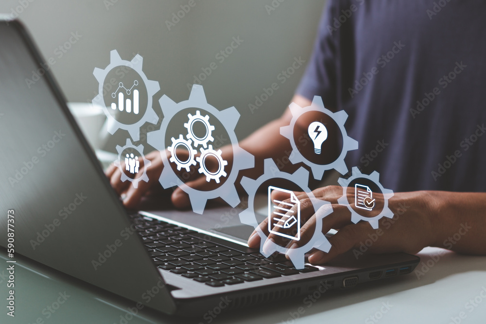 Foto de Automation and optimization concept, Optimise business process ...