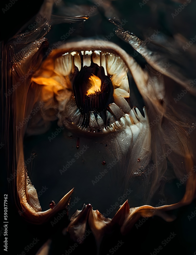 sentient aliens bared fangs dripping data moshed ornate polychromatic ...