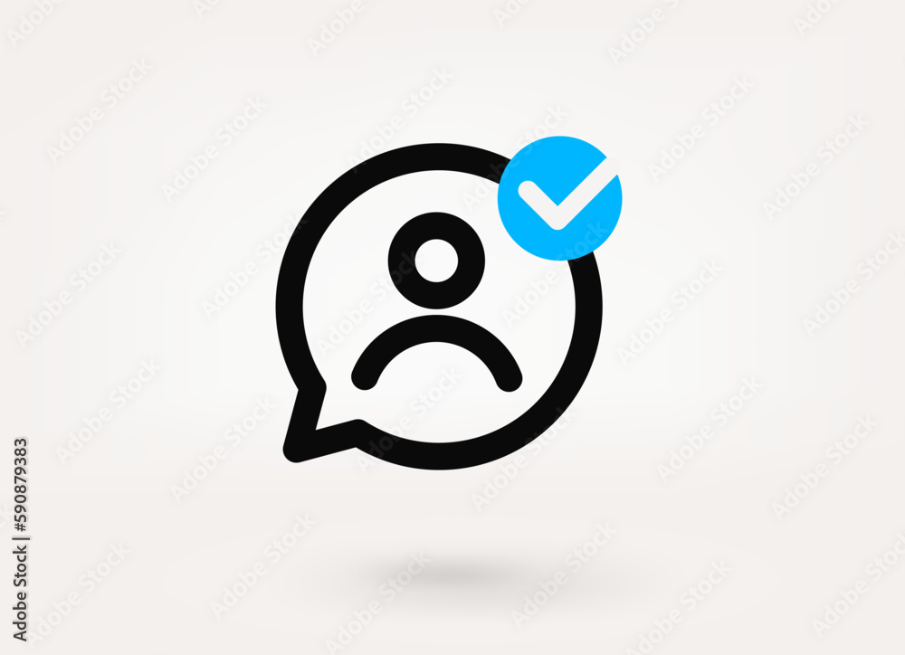 Speech cloud pictogram with profile pictogram and approve check mark ...