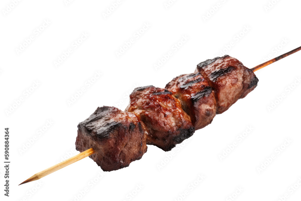 shish kebab on a skewer isolated on transparent background, generative ai Stock Illustration ...