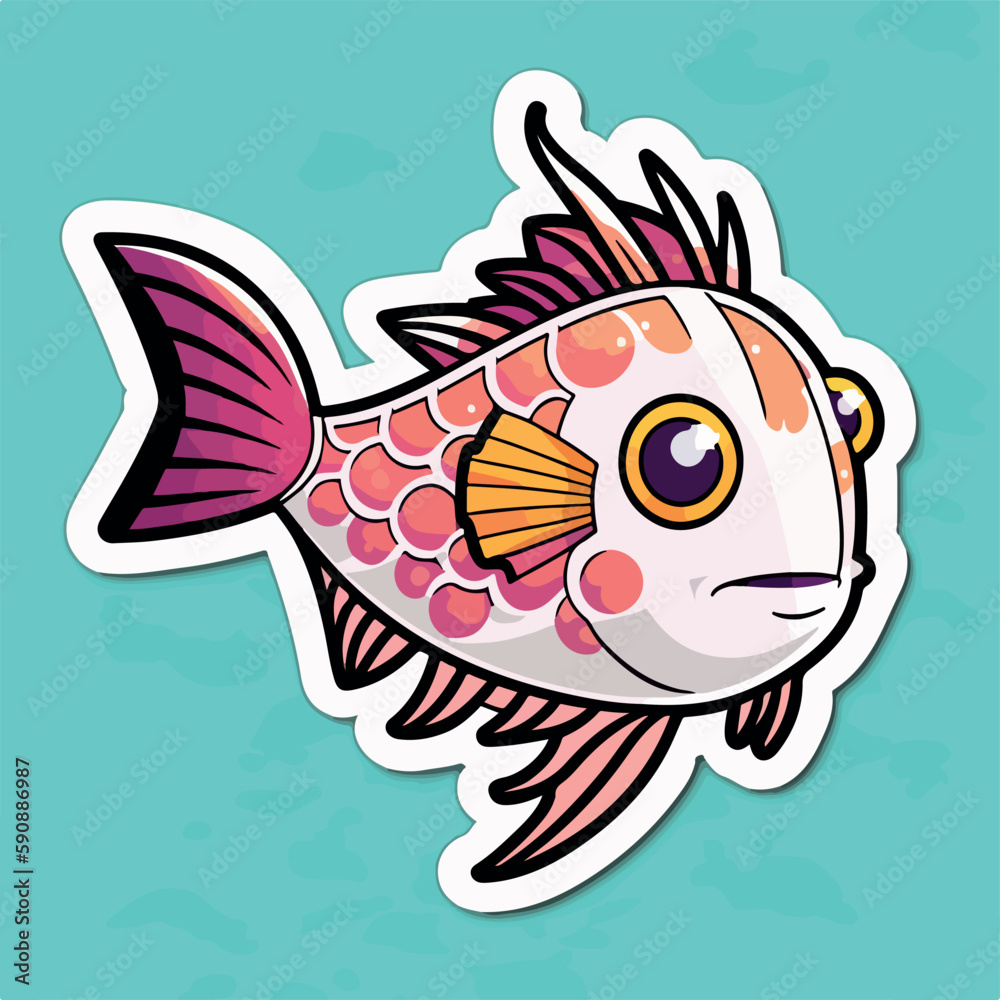 Digital art piece of a fish with a vivid color palette Stock Vector ...