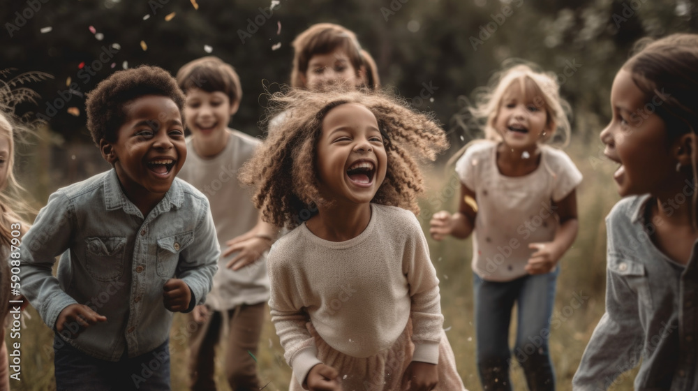 Joyful Racial Diversity: A Group of Ethnically Diverse Young Kids ...