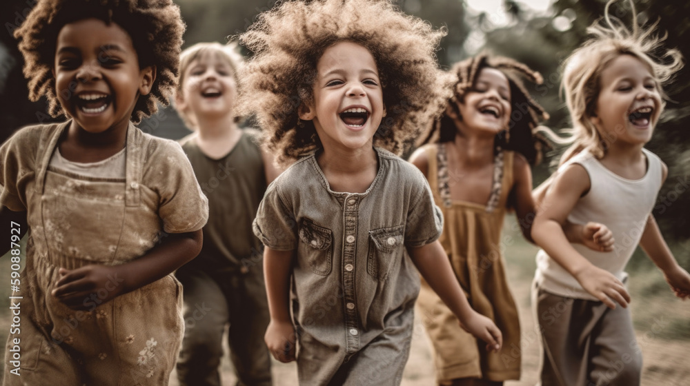 Joyful Racial Diversity: A Group of Ethnically Diverse Young Kids ...