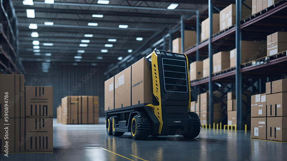 Future Technology Concept: Automated Retail Warehouse AGV Robots with ...