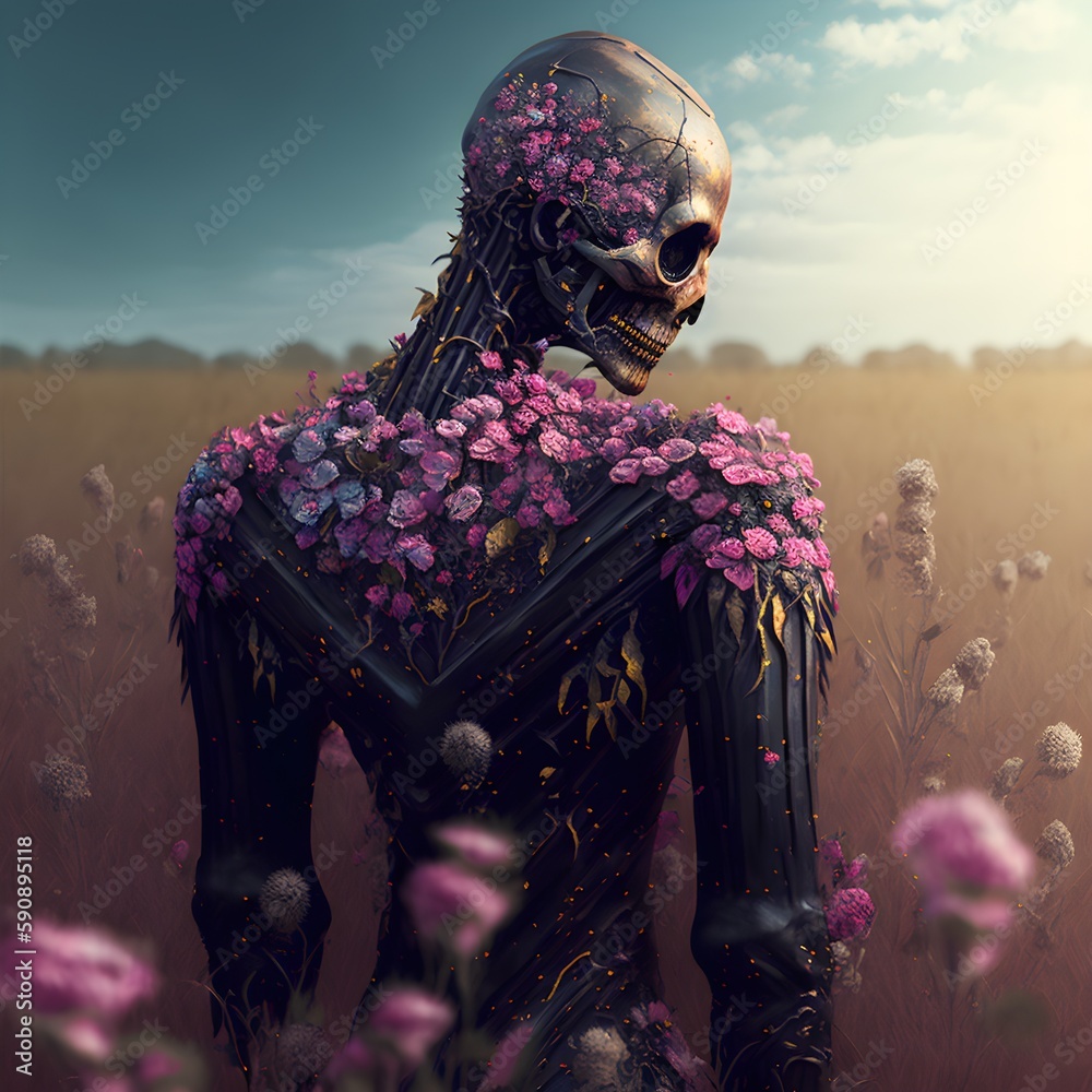 headless body on the middle of a field full of flowers creepy gorgeous ...
