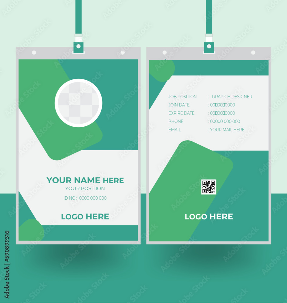 stylish ID card print template design. Green color and simple clean ...