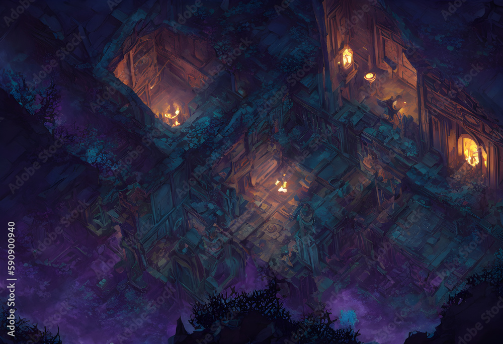 Spooky Ghost Scenery. Isometric Perspective. Content for RPG and Indie ...