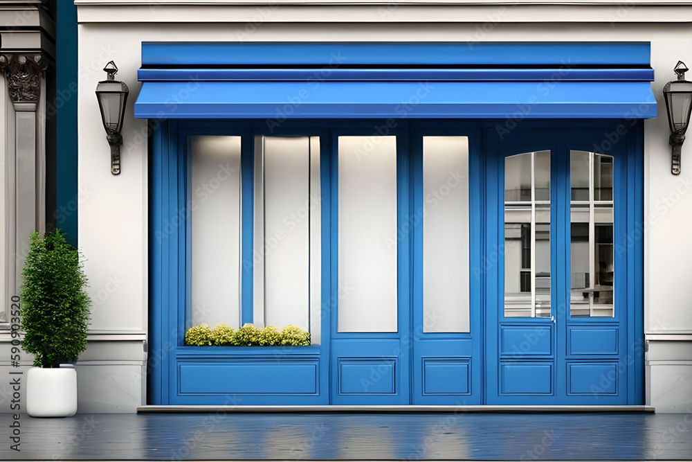 AI generated render of a blue storefront template , commercial ...