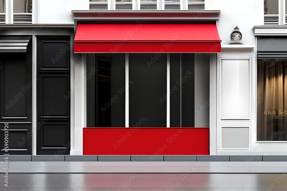AI generated render of a red storefront template , commercial marketing ...