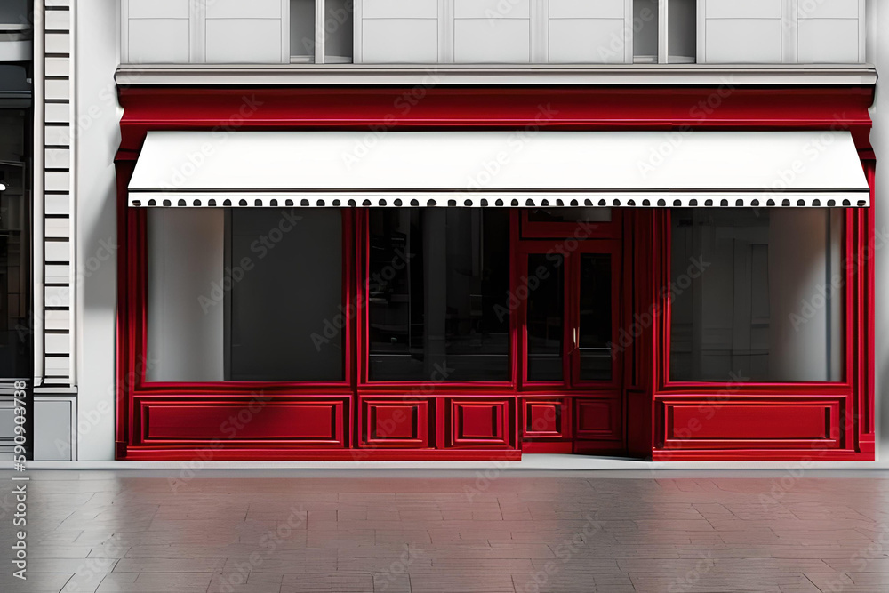 AI generated render of a red storefront template , commercial marketing ...