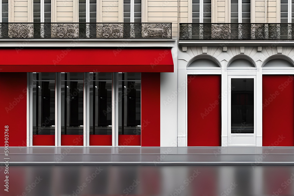 AI generated render of a red storefront template , commercial marketing ...