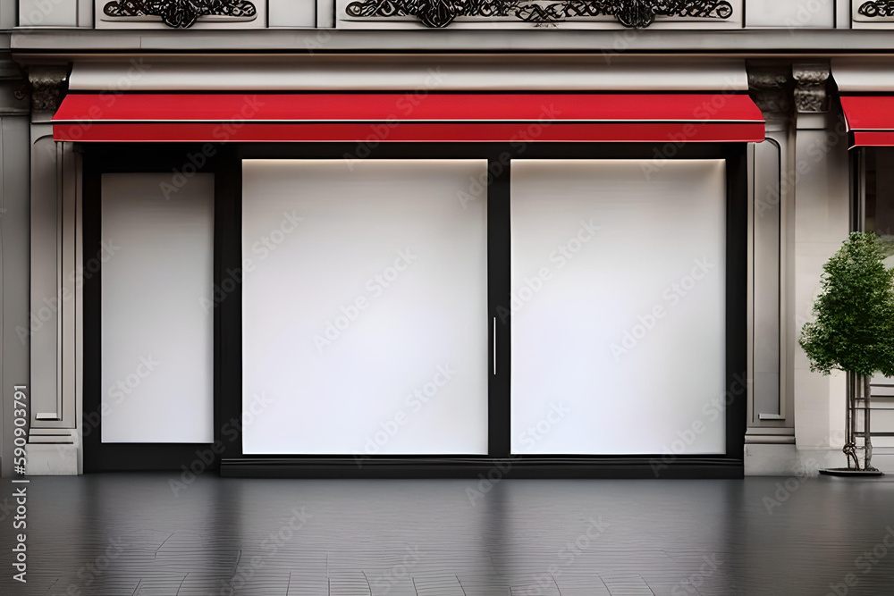 AI generated render of a red storefront template , commercial marketing ...