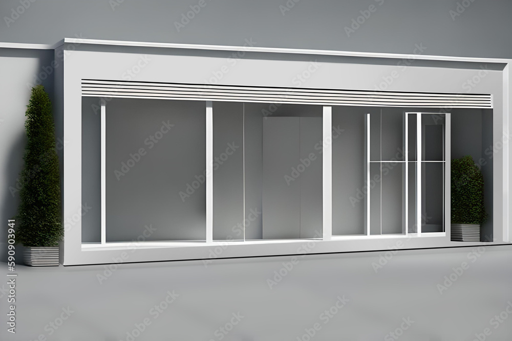 AI generated render of a storefront facade template , commercial ...