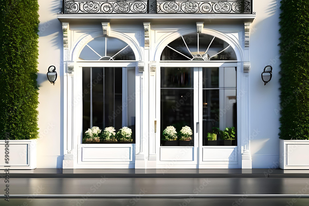 AI generated render of a storefront facade template , commercial ...