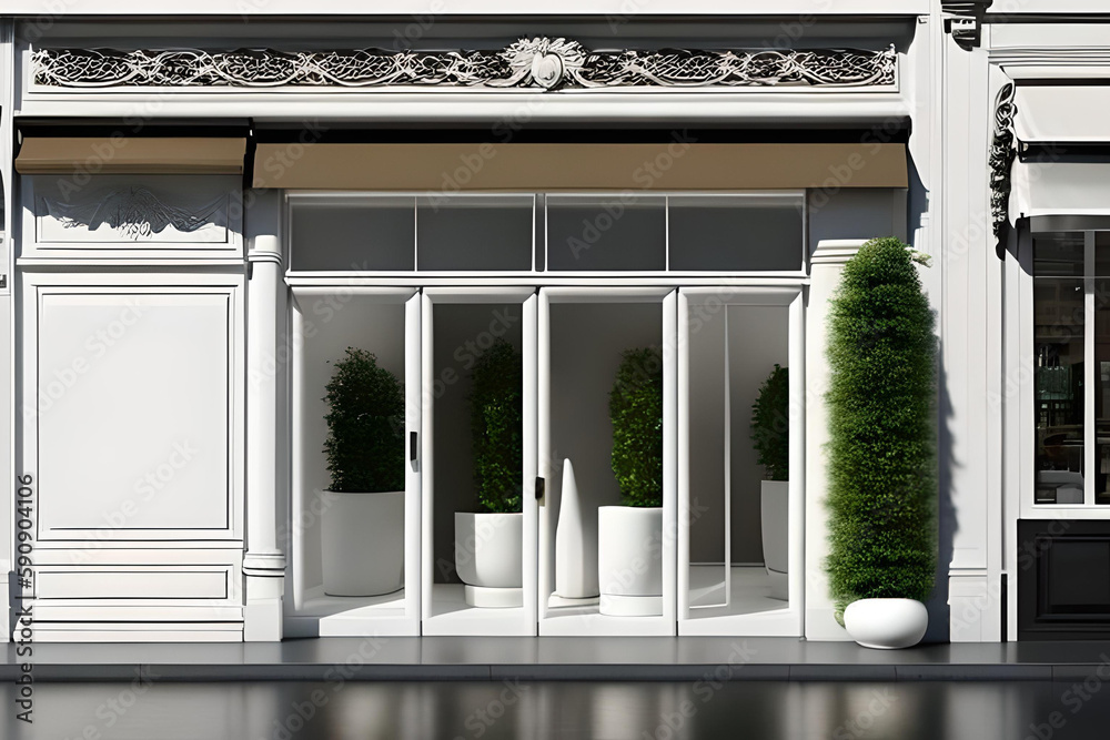 AI generated render of a storefront facade template , commercial ...