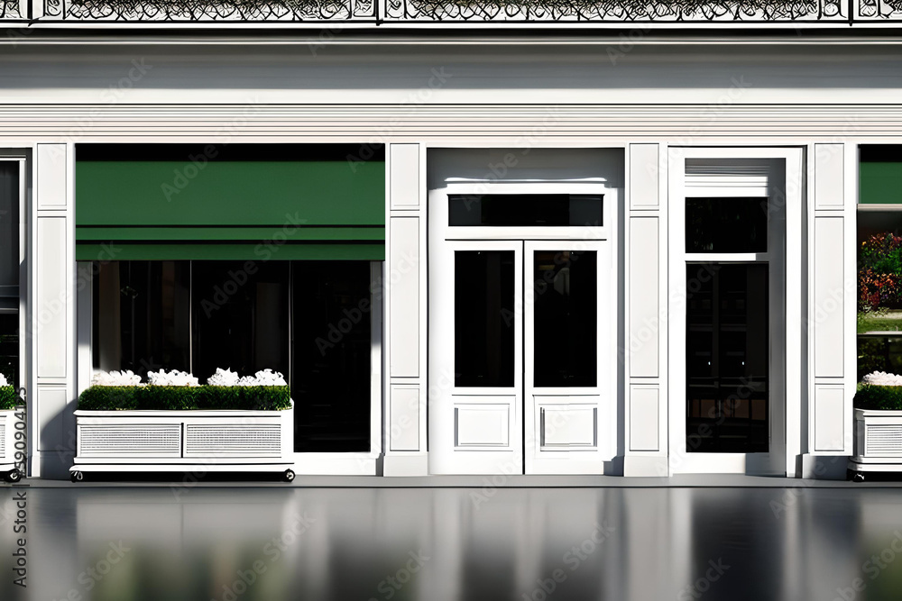 AI generated render of a storefront facade template , commercial ...