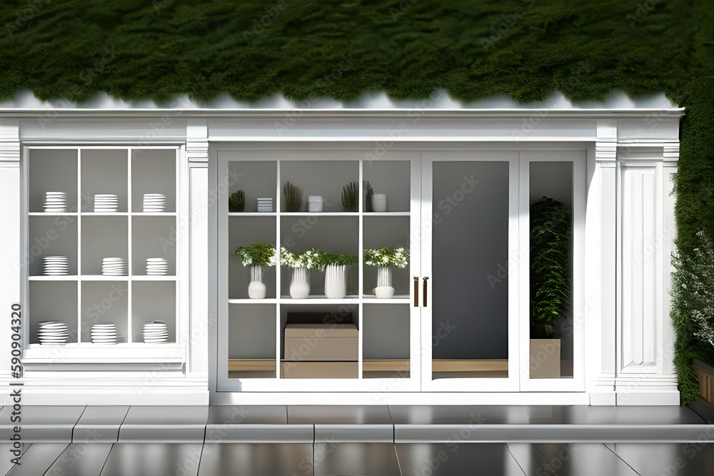 AI generated render of a storefront facade template , commercial ...