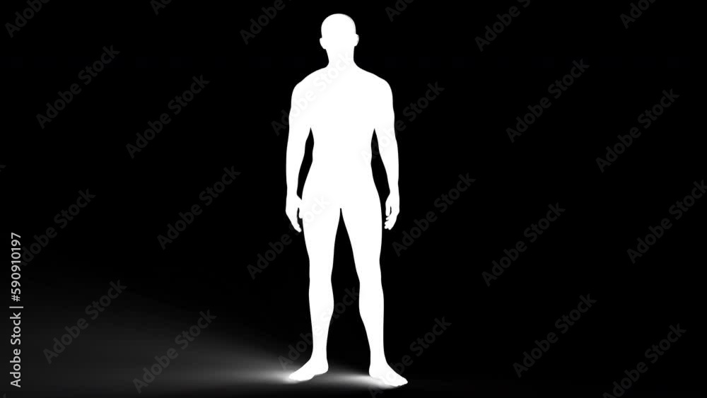 Digital human male stretching and cracking the neck - full figure shot ...